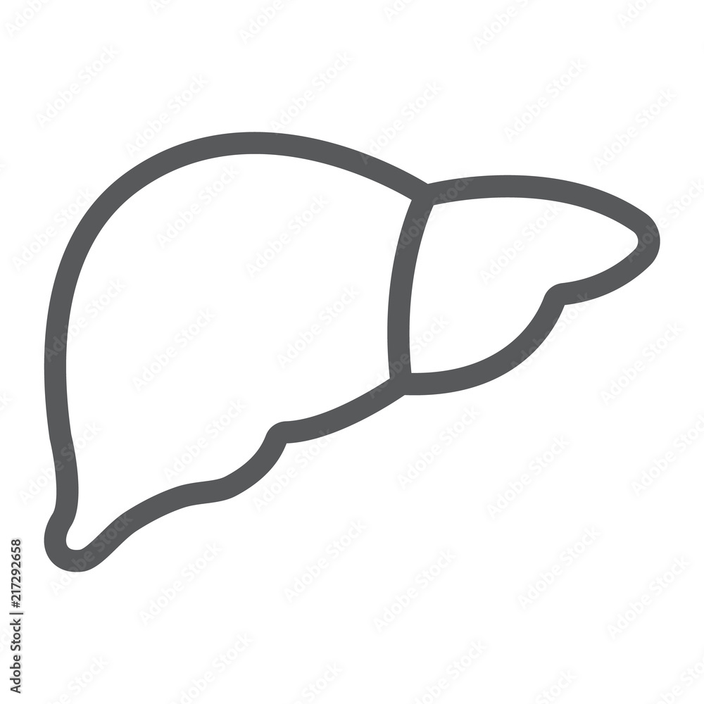 Liver line icon, anatomy and biology, hepatology sign, vector graphics ...