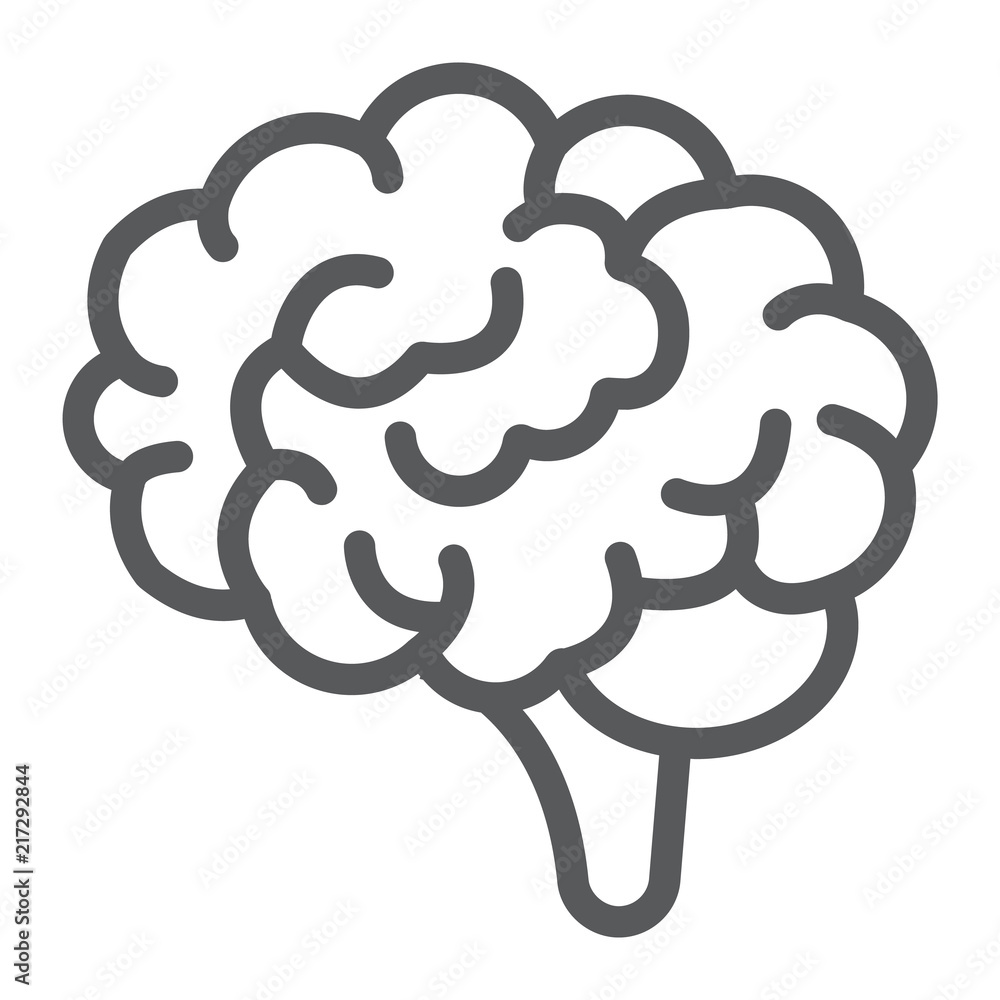 Brain line icon, anatomy and neurology, human organ sign, vector ...