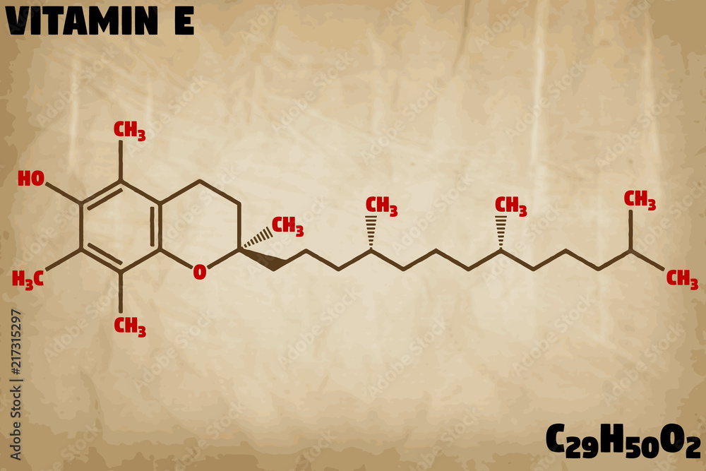 Vetor de Detailed infographic illustration of the molecule of Vitamin E ...