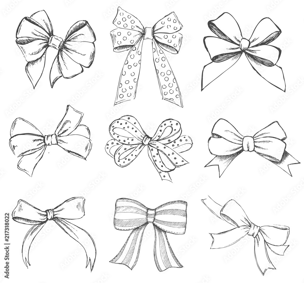 Bow hand drawn Stock Vector | Adobe Stock