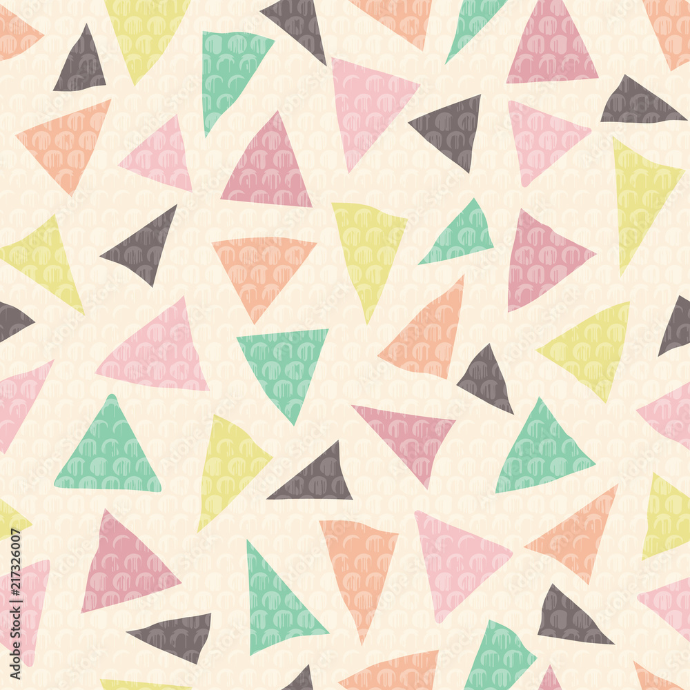 Pastel triangles seamless repeat pattern with circle texture. Perfect ...
