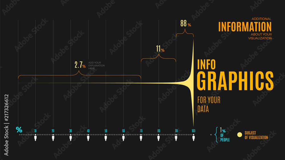 Black business presentation vector slide template with scientific graph ...