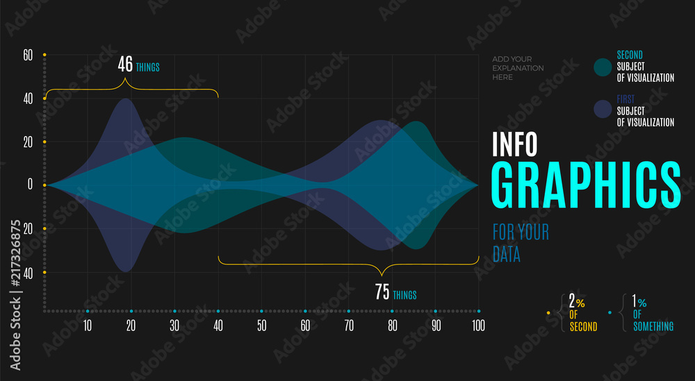 Black business presentation vector slide template with scientific graph ...