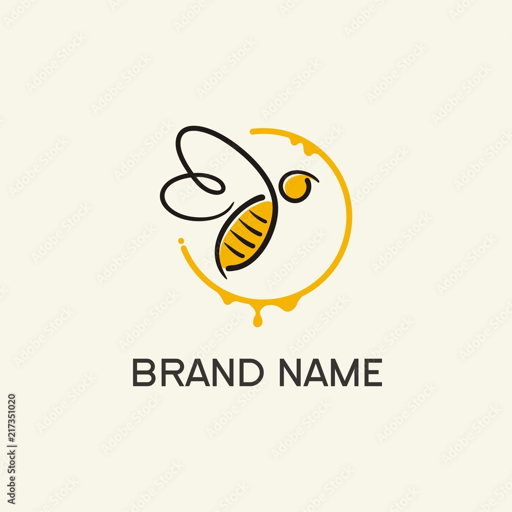 Bee Logo Concept / abstract bee in circle Stock Vector | Adobe Stock