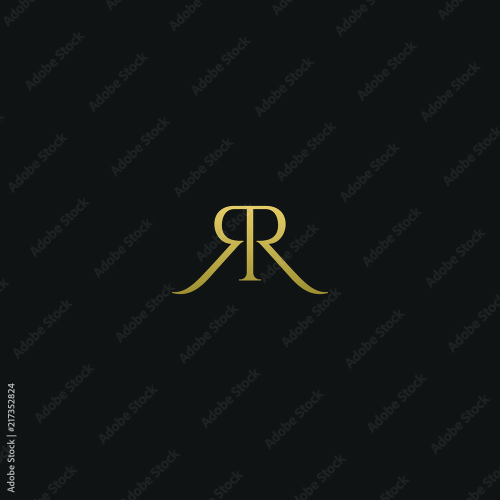 Modern creative elegant RR black and gold color initial based letter ...