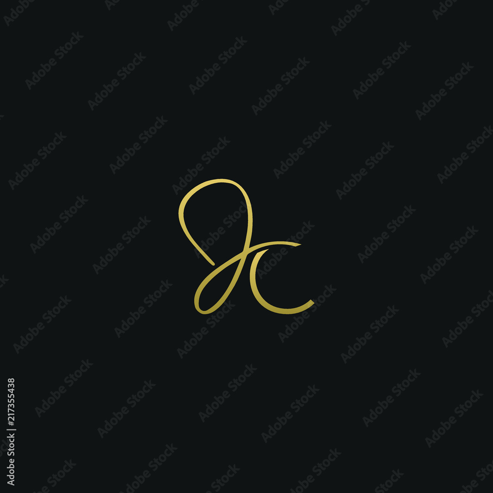 Modern creative elegant JC black and gold color initial based letter ...