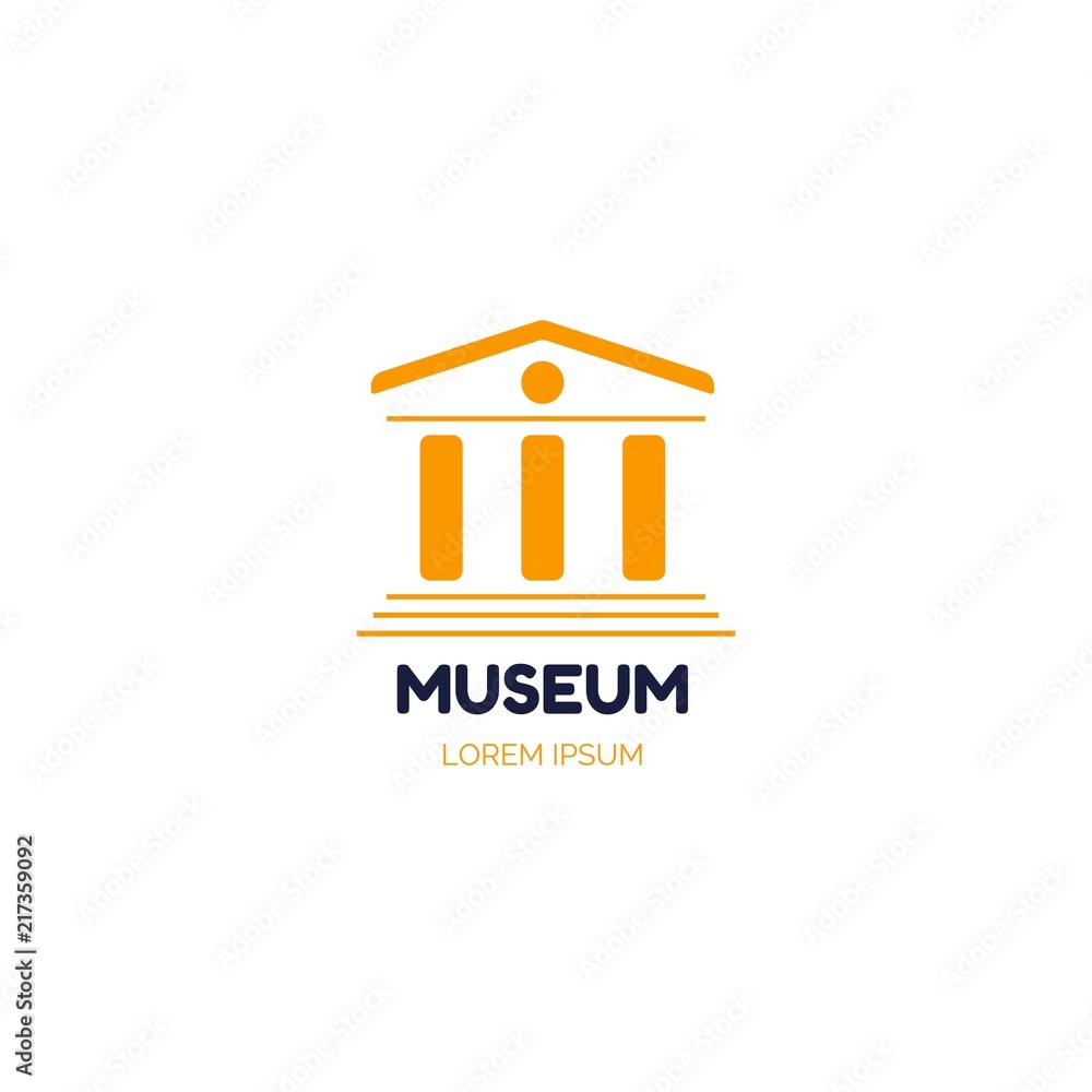 Colorful yellow museum logo. Vector illustration with the image of a ...