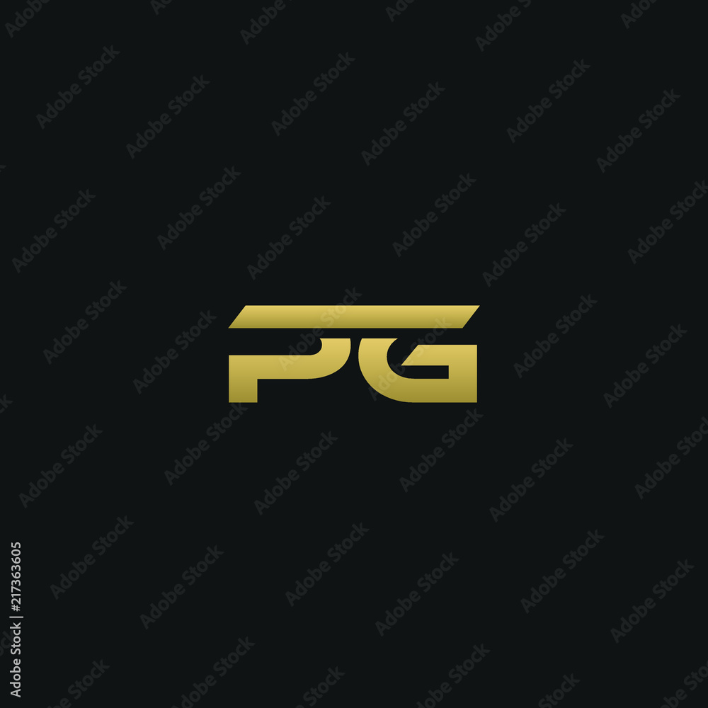 Unique modern elegant PG black and gold color initial based letter icon ...