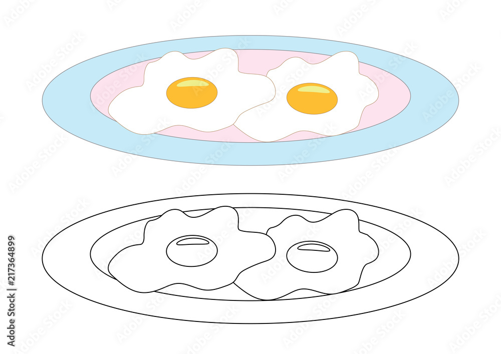 Fried Egg In Plate Drawing
