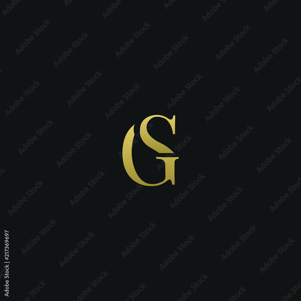 Modern creative elegant GS or SG black and gold color initial based ...