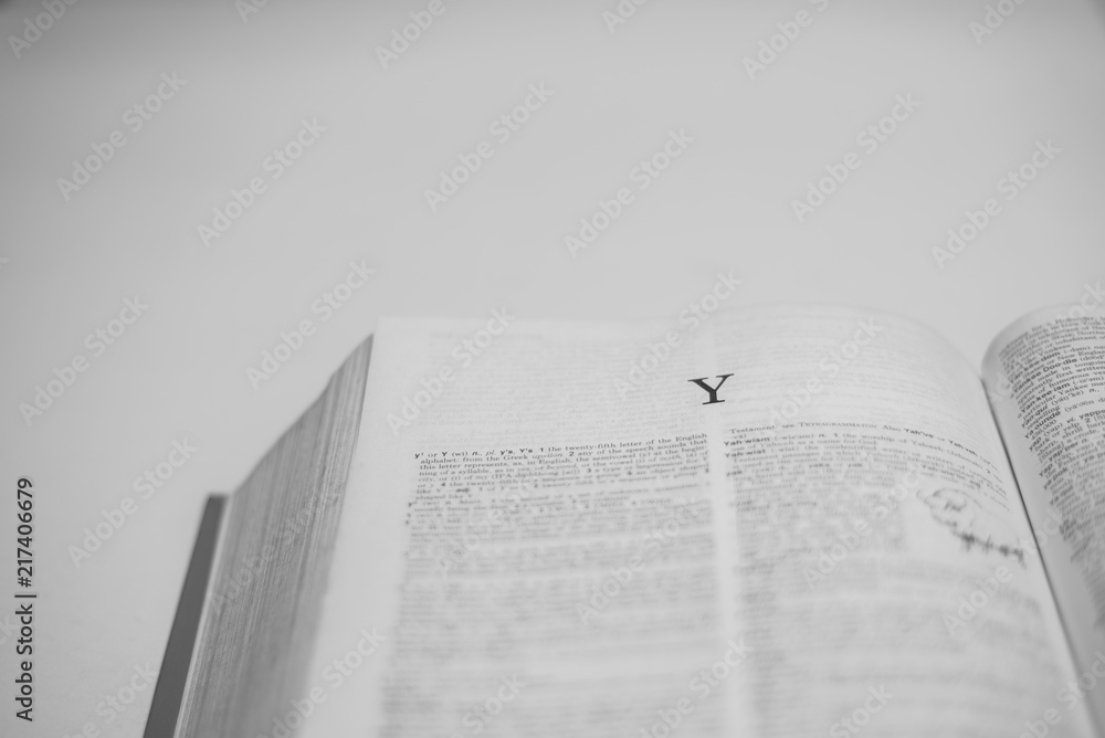 Roman A to Z alphabet printed on open book Stock Photo | Adobe Stock