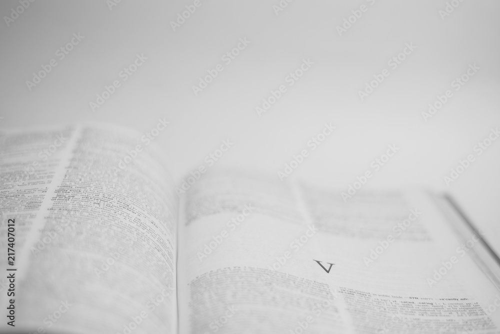 Roman A to Z alphabet printed on open book Stock Photo | Adobe Stock
