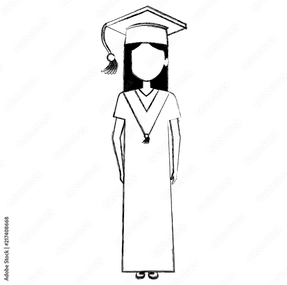 woman student graduation with uniform Stock Vector | Adobe Stock