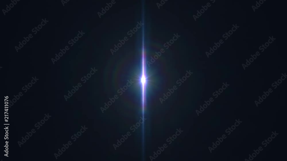 central blue star shine rotating optical lens flares shiny bokeh ...