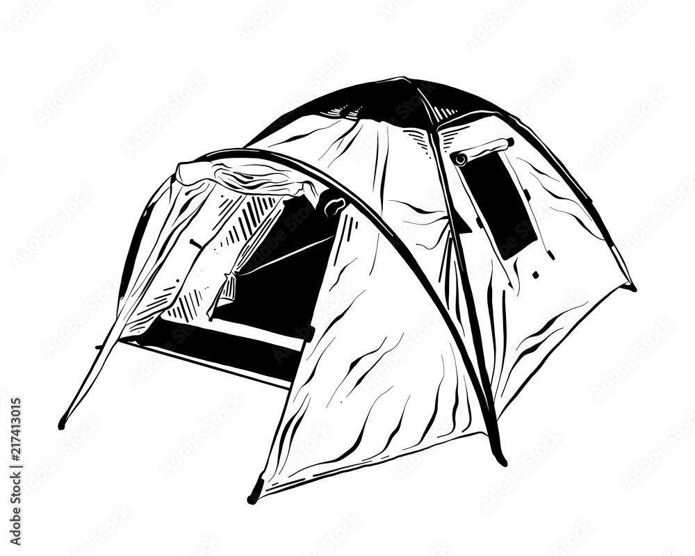 Vintage Camping Drawing