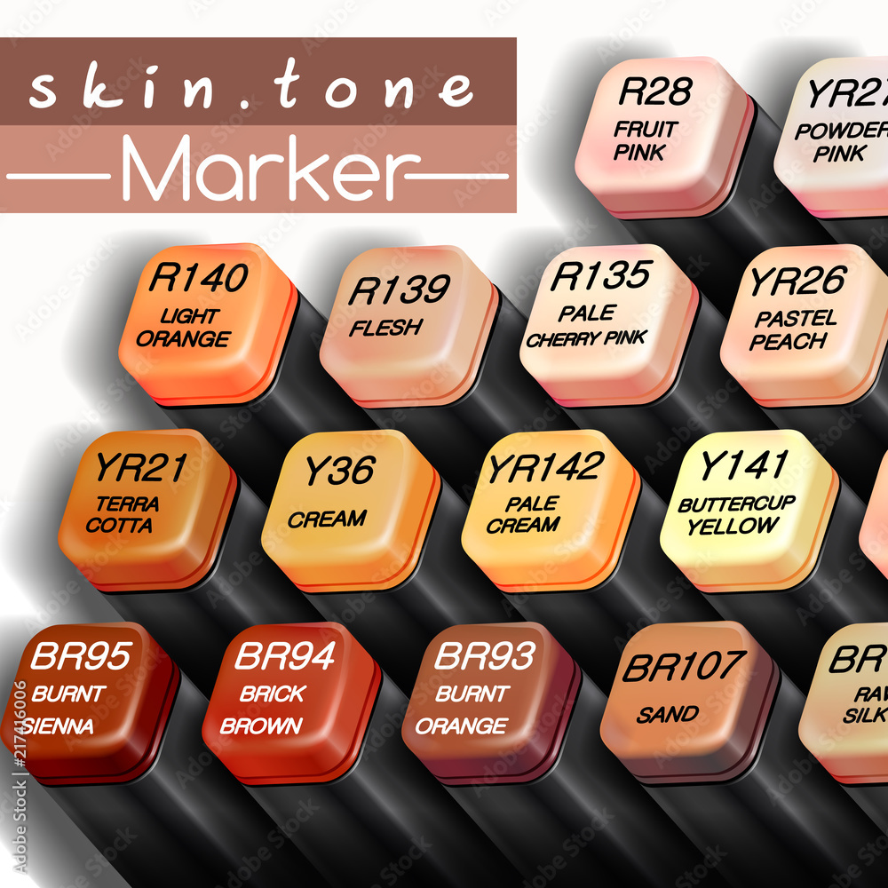 skin tone realistic graphic marker pen vector illustration Stock Vector ...