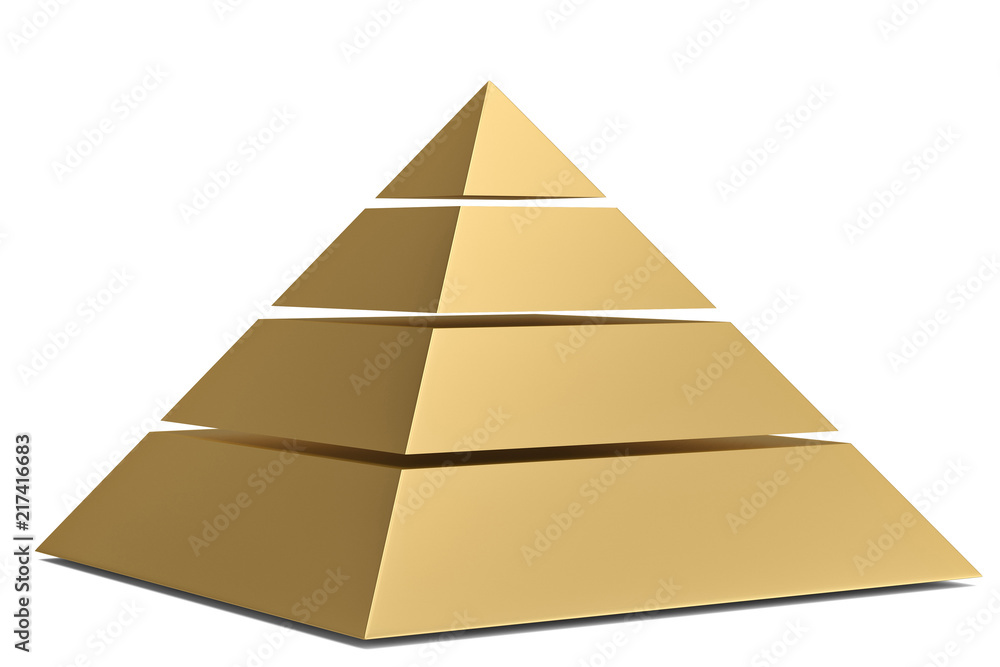 Golden pyramid isolated on white background 3D illustration. Stock ...