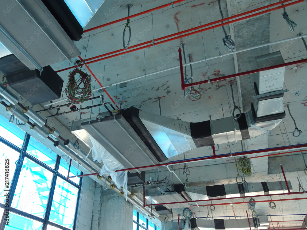 Installation of airconditioner ducting and chiller pipes system and ...