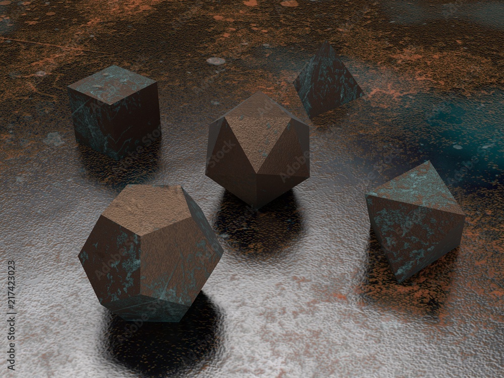 geometric shapes octahedron, tetrahedron, hexahedron, dodecahedron ...