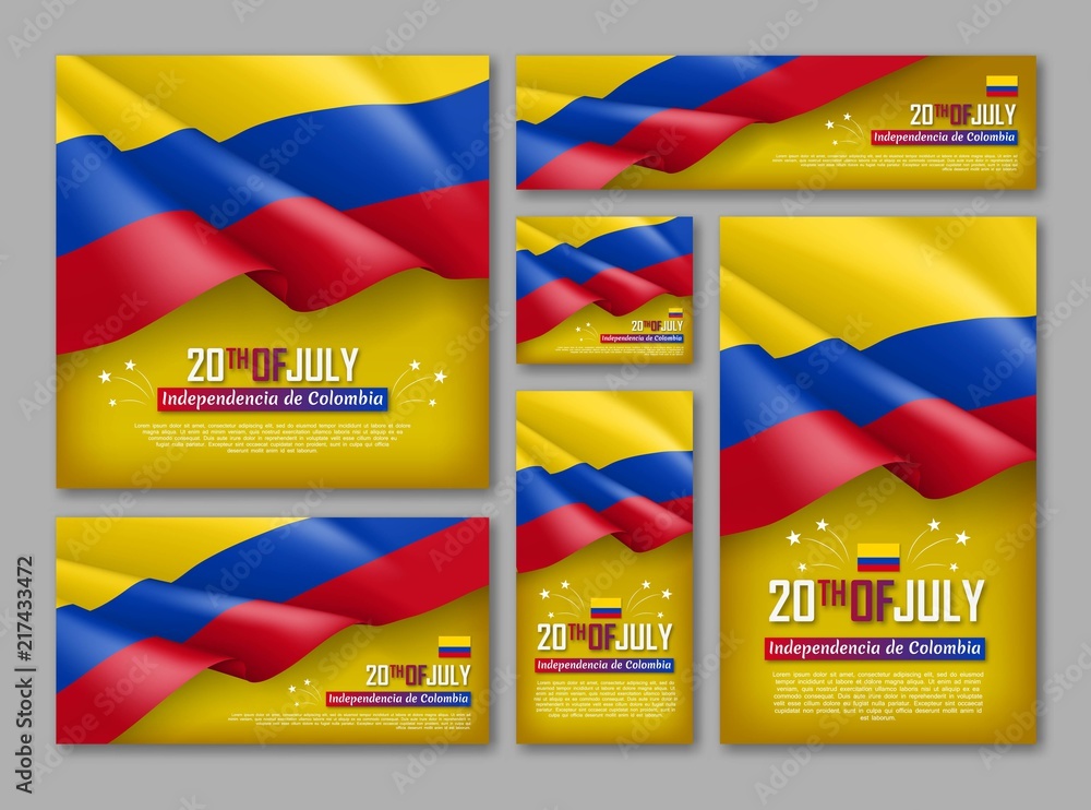 Colombian Independence day celebration posters set. 20th of July ...