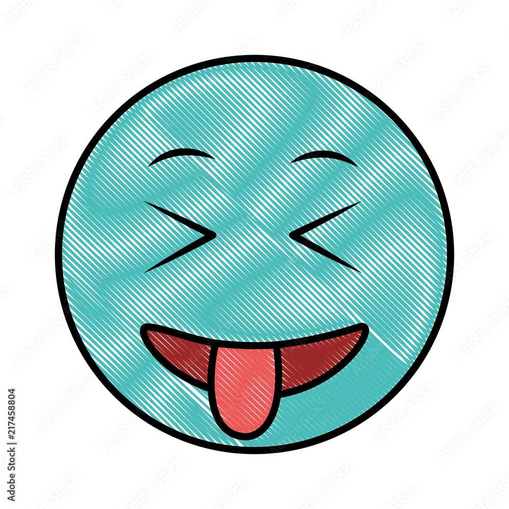 Smiley Face Tongue Out Emoji Drawing Design Stock Vector Adobe Stock