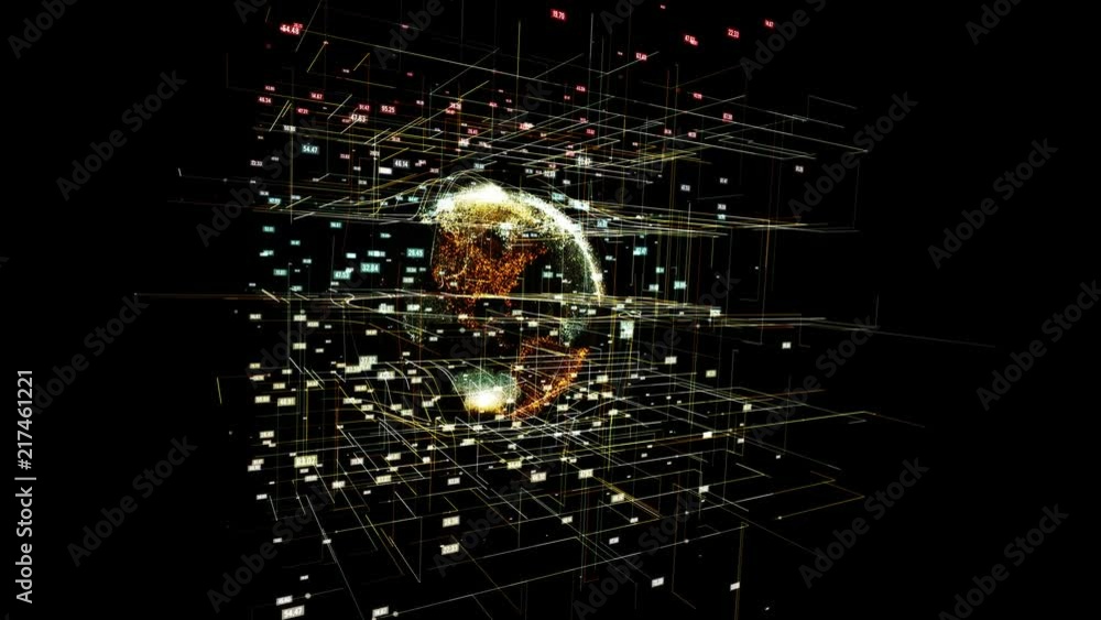 Big data visualization with digital Earth. HUD grid corners motion ...