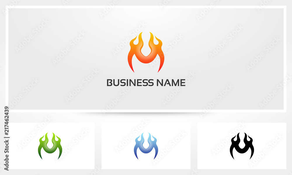 Letter M Fire Flame Logo Stock Vector | Adobe Stock