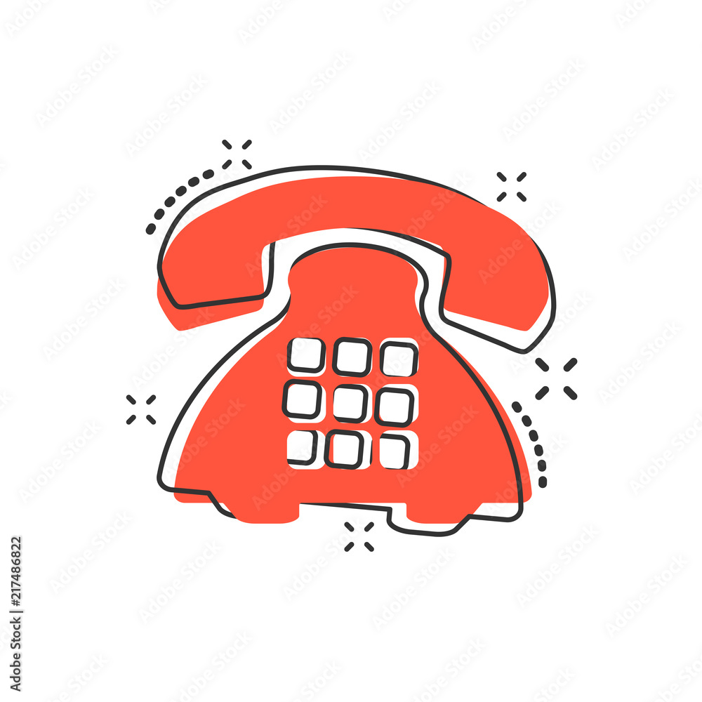 Vector cartoon phone icon in comic style. Telephone sign illustration ...