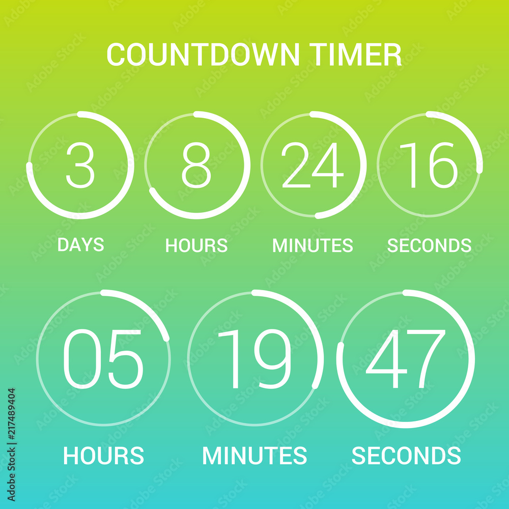 Circle Countdown Clock Counter Timer On Gradient Vector Time Remaining