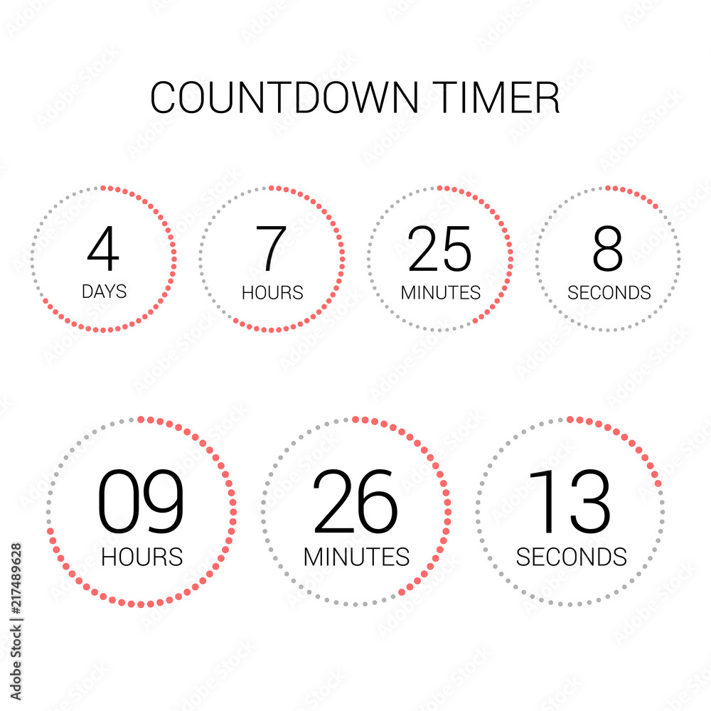 Circle countdown clock counter timer on white. Vector time remaining ...