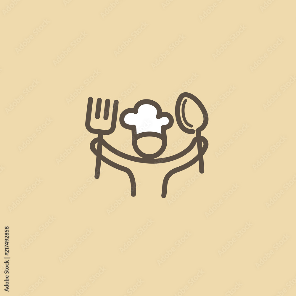 Abstract food logo icon vector design. Recipe, cooking, course, cafe ...