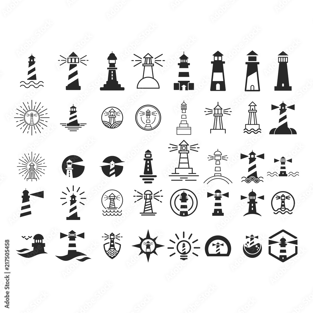 Lighthouse logo. Tower icon. Marine symbol. Vector eps 08. Stock Vector ...