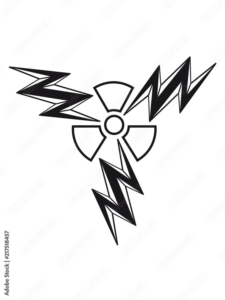 atom radioaktiv atomkraft stromschlag gefahr schild blitz symbol kabel ...