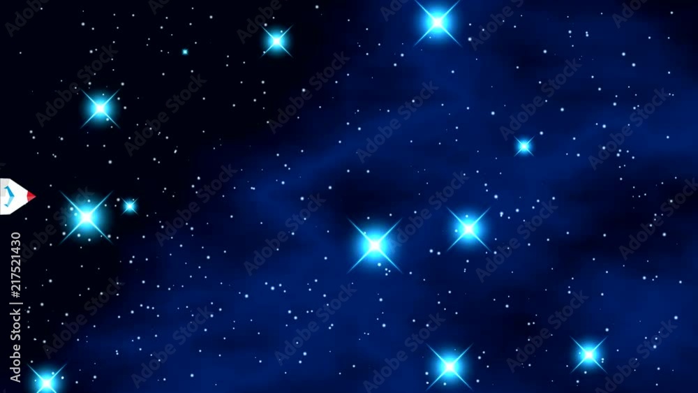 Space with bright blinking stars and a blue nebula with a black ...