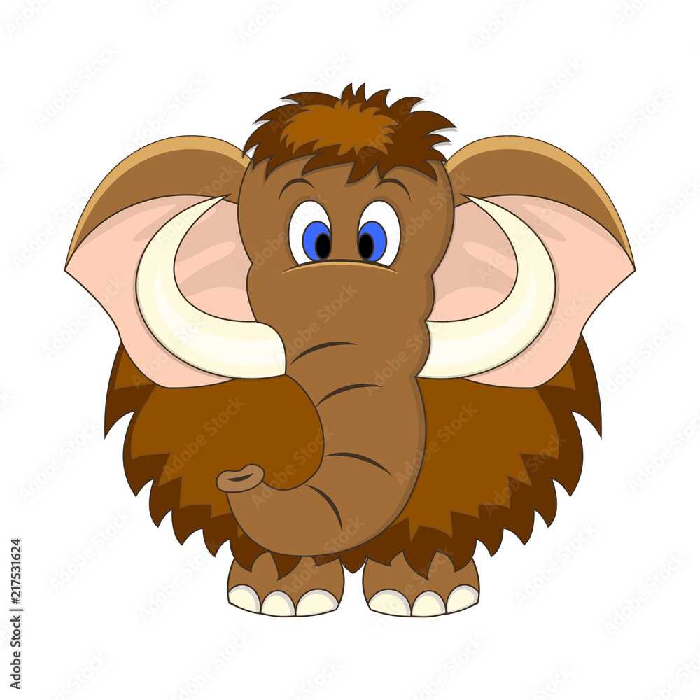 Cute cartoon mammoth vector illustration. Isolated on white Stock ...