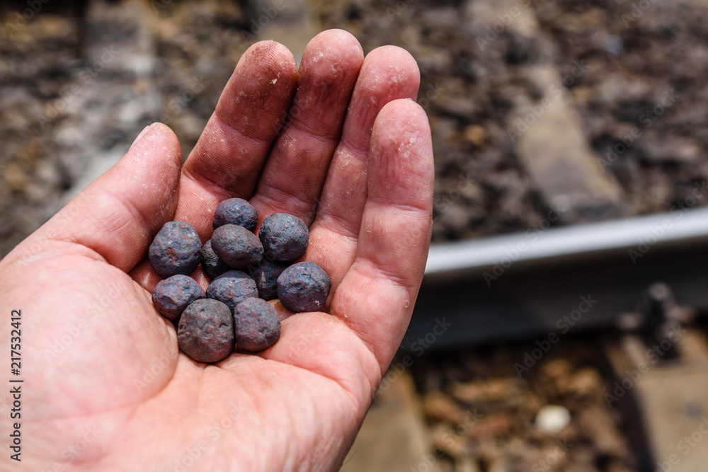 Iron ore taconite pellets in a worker hand Stock Photo | Adobe Stock