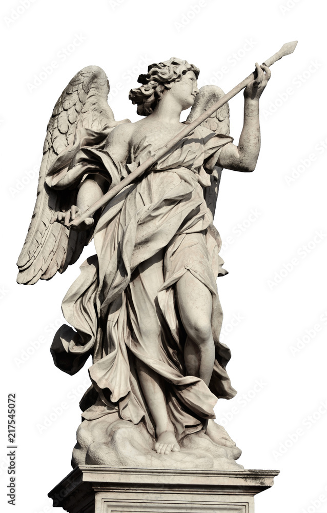 Angel holding Holy Lance of Longinus statue, a 17th century baroque ...