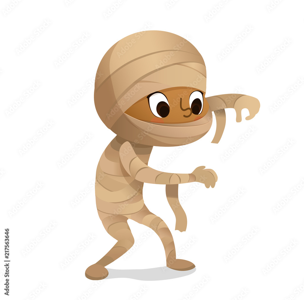 Kids Costume Party. African-American mummy Boy in Halloween mummy ...