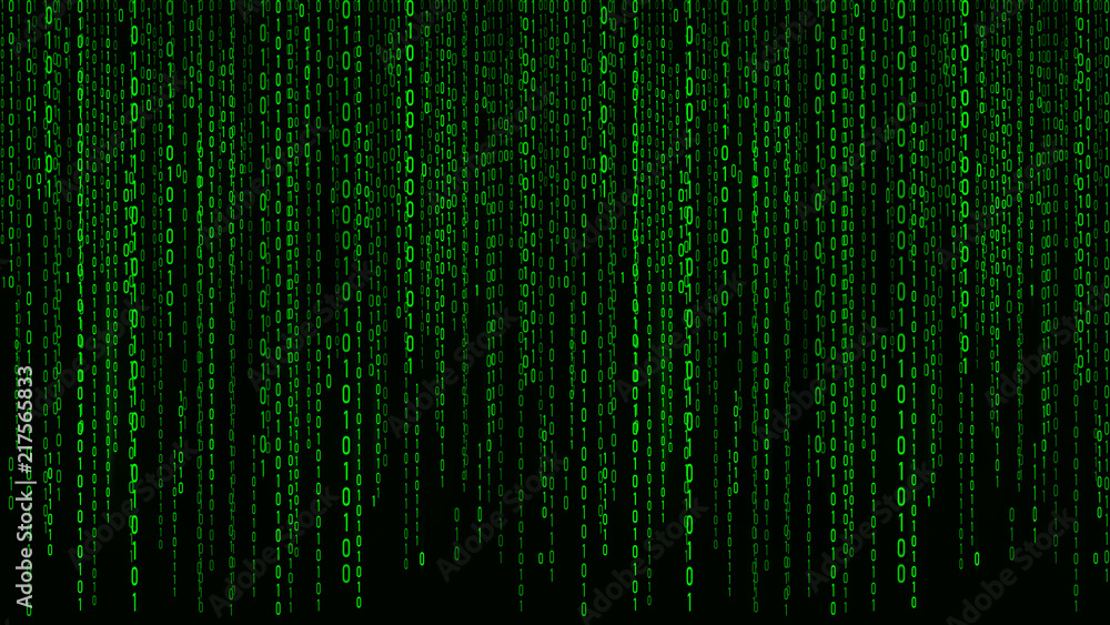 Digital background green matrix. Binary computer code. Vector ...
