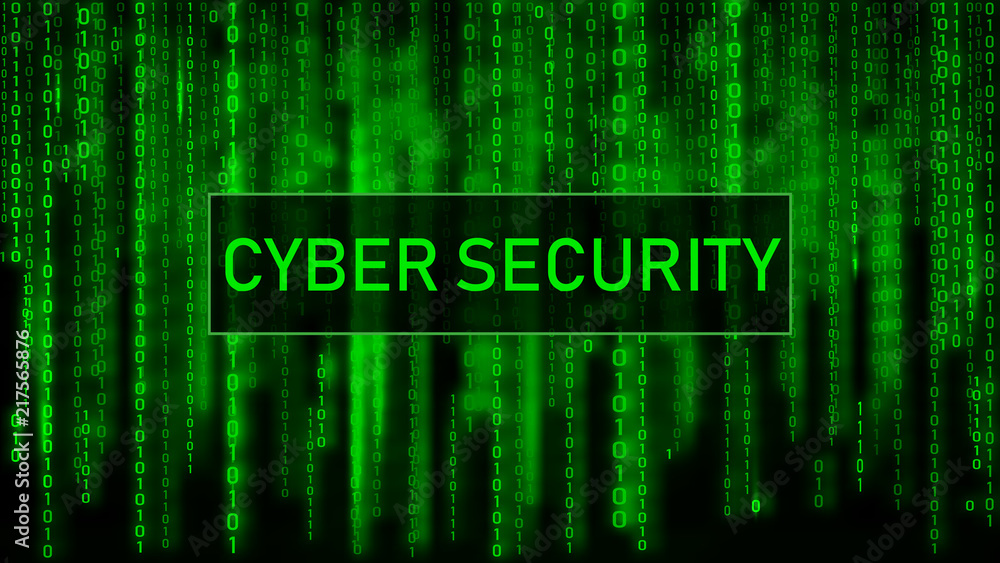 Cyber security concept. Digital background blue matrix. Binary computer code. Hacker concept ...