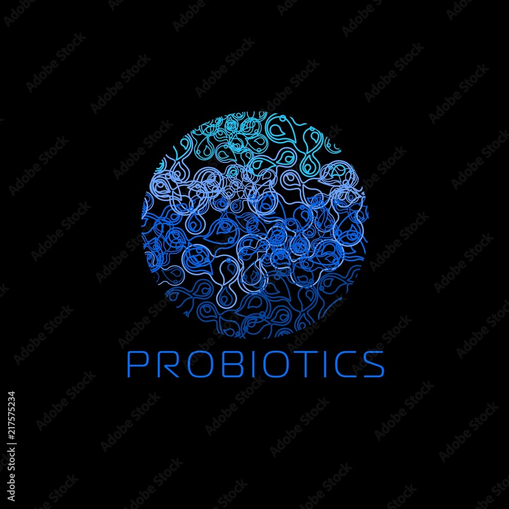 Probiotics logo. Bacteria logo. Concept of healthy nutrition ingredient ...