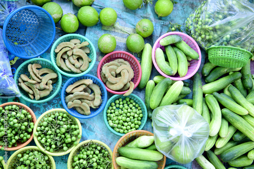 Pea eggplant, Tamarind, Lemon, Cucumber cooking food, vegetables sold ...