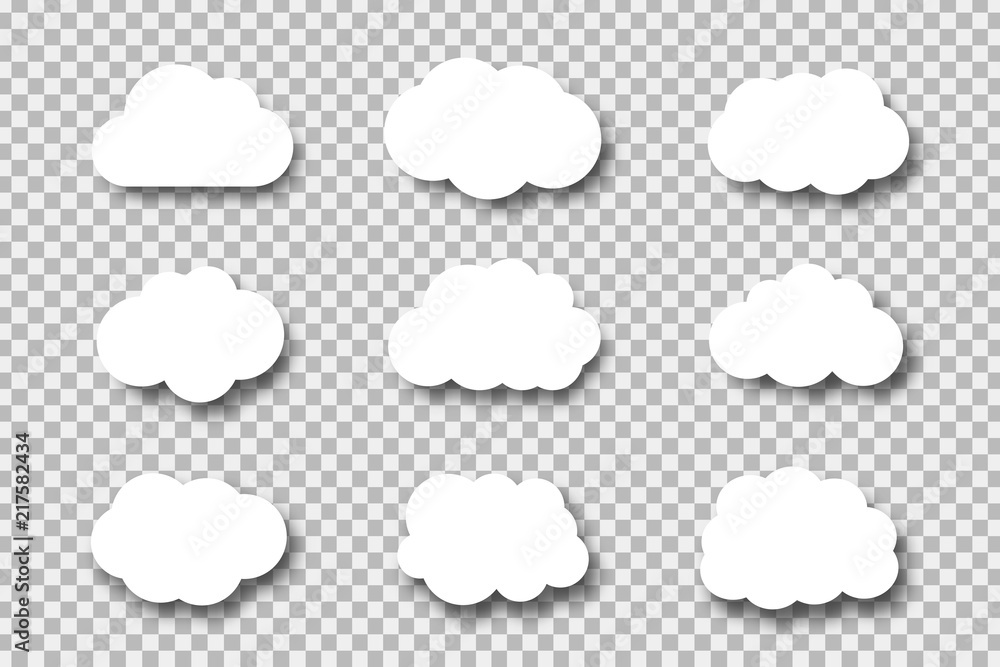 Vector set of realistic isolated paper clouds for decoration and ...
