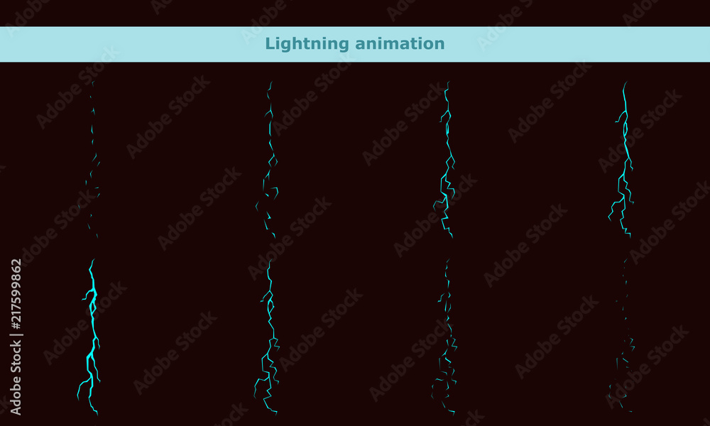 vector lightning animation frames for cartoon game Stock Vector | Adobe ...