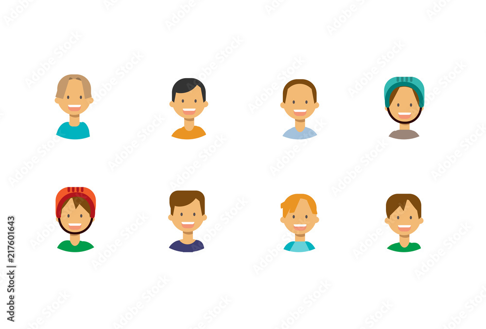 set diverse cute children face happy girl portrait on white background ...