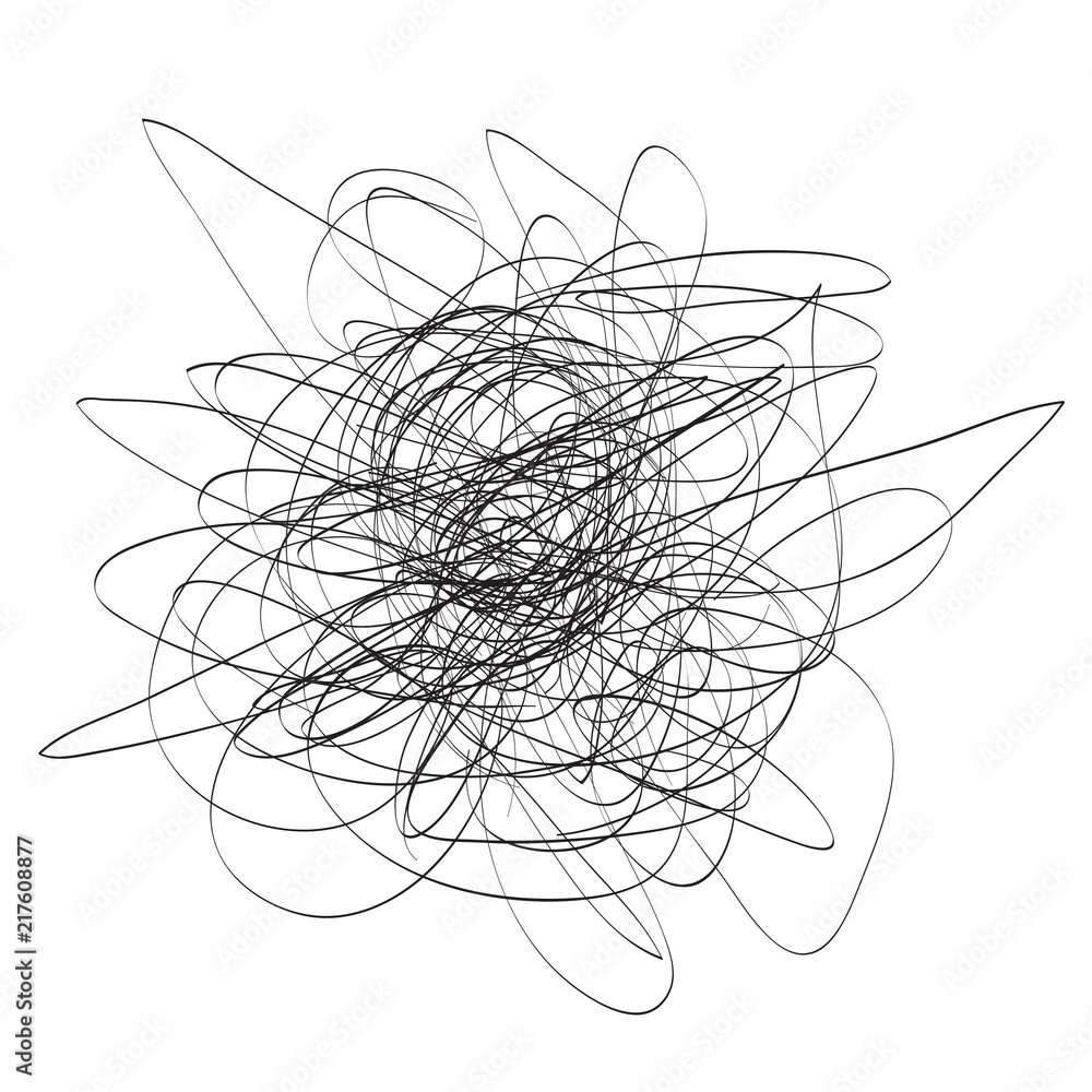 Chaos. Abstract tangled texture. Random chaotic lines. Hand drawn ...