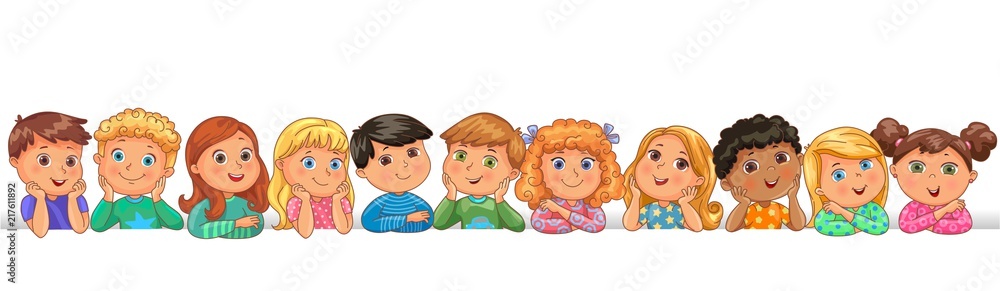 Cute kids happy blank banner Stock Vector | Adobe Stock