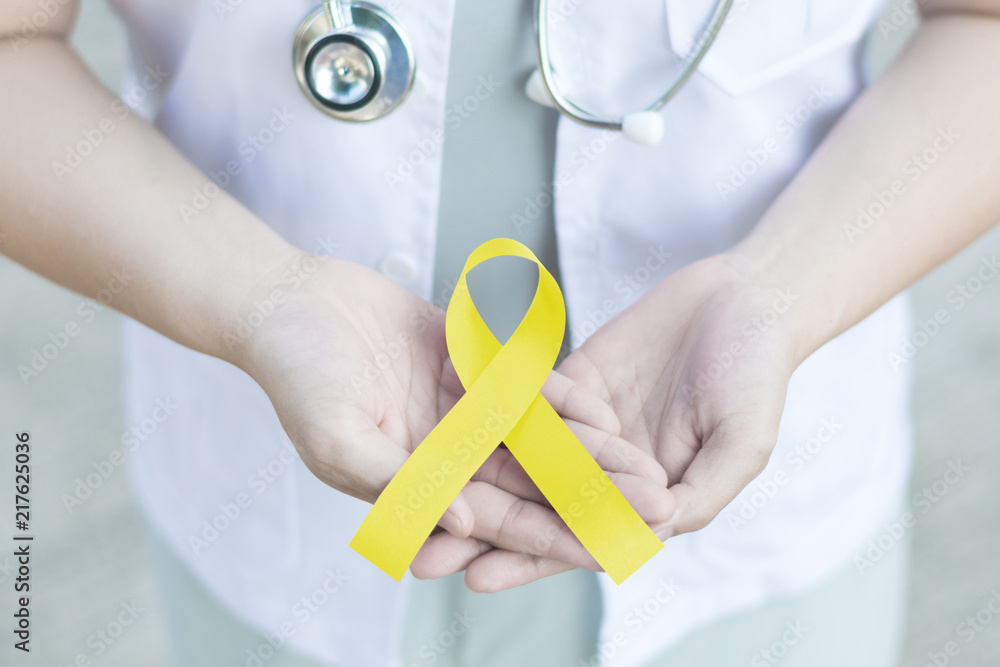 Yellow ribbon symbolic color for Sarcoma Bone cancer, Spina Bifida ...