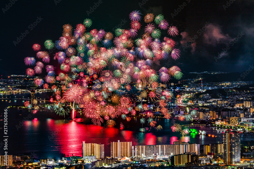 Summer Firework Festival in Biwa lake (Biwako), Otsu city, Shiga ...