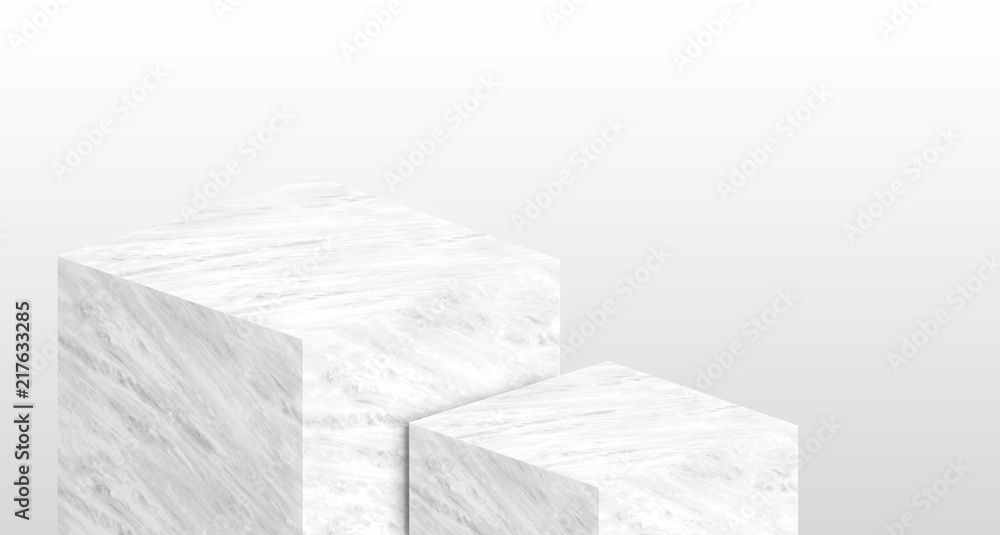 Product display stand made from white glossy marble in two step with ...